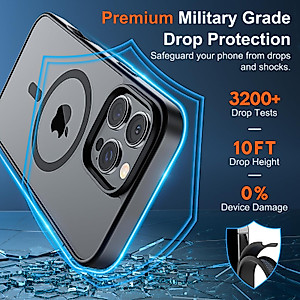 SUPFINE Magnetic for iPhone 16 Pro Max Case (Compatible with MagSafe) (Military Grade Drop Protection) Slim Translucent Matte Shockproof with Anti-Fingerprint Phone Case, Black