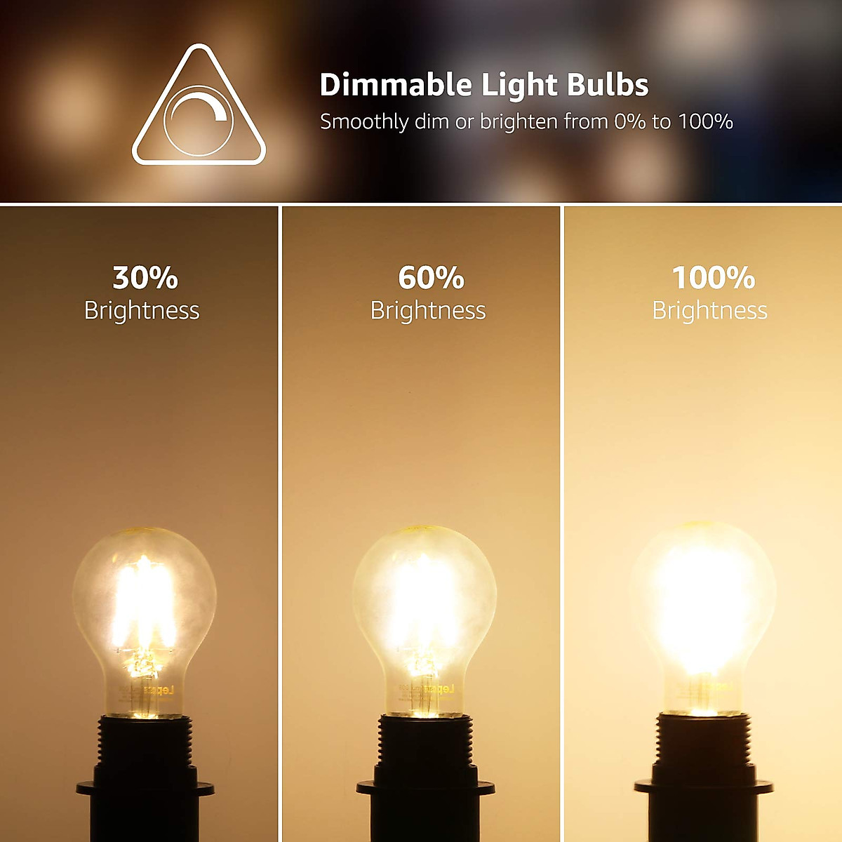 Lepro Vintage LED Bulbs, Dimmable Filament Bulb, 8W 800LM, 60W Equivalent, 2700K Warm White, Classic Clear Glass, A19 Shape, E26 Base, Pack of 5