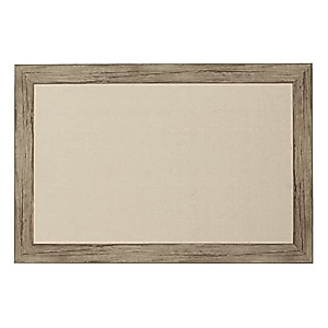 DesignOvation Beatrice Framed Linen Fabric Pinboard, 18x27, Rustic Brown