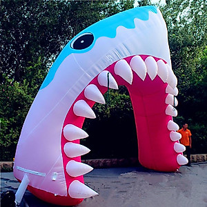 Inflatable Shark Mouth Arch Inflatable Shark Archway Entrance 13ftx13ft with Blower for Sea World Event Birthday Party Ocean Theme Decoration