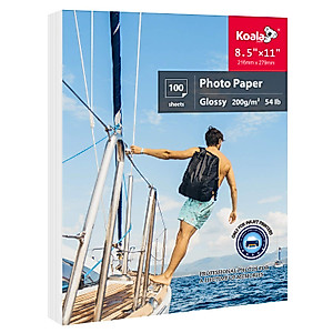 Koala Photo Paper 8.5 x 11 In Glossy Photo Printer Paper for Inkjet Printer Water-Resistant 100 Sheets 200gsm for Everyday Use