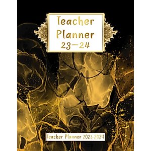 Teacher Planner 23-24: Teacher Agenda From August 2023 to July 2024, Weekly Monthly and daily Calendar for Classroom Management, Golden Marble Cover