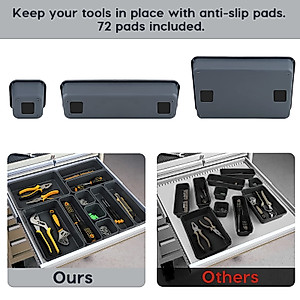 40-Pack Anti-slip Tool Box Organizer, Tool Drawer Organizers with 72pcs Non-slip Pads for Rolling Tool Drawers, Workbench and Cabinets, Tray Dividers Set for Toolbox Organization and Storage