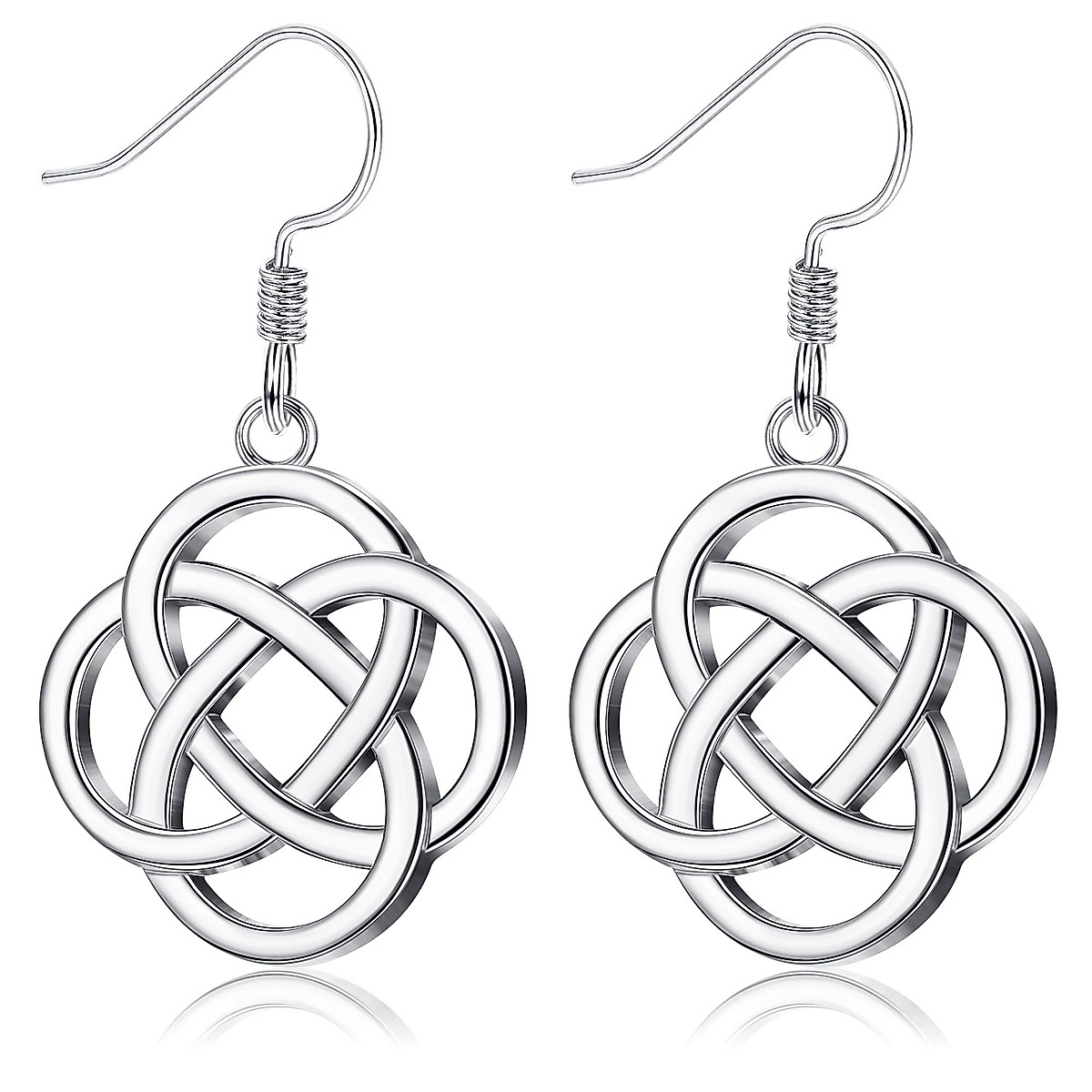 Sllaiss 925 Sterling Silver Celtic Knot Drop Earrings for Women Good Luck Irish Vintage Earrings Love Knot Round Dangle Earrings (Silver Tone)
