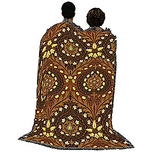 Pure Country Weavers William Morris Eden Saddle Gold Blanket - Arts & Crafts - Gift Tapestry Throw Woven from Cotton - Made in The USA (72x54)