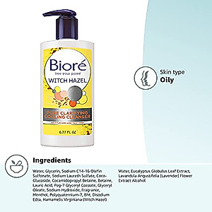 Bioré Witch Hazel Pore Clarifying Acne Face Wash, Exfoliating Facial Cleanser, 2% Salicylic Acid Acne Treatment for Acne Prone, Oily Skin, 6.77 Ounce