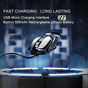 DANCESOUL Unique Look Wireless Mouse with USB＆Type C 2-in-1 Receiver, Rechargeable, Silent Click, Optical, Cordless Mouse for Laptop,PC,Computer,MacBook and All USB Type C Devices-Metal Grey