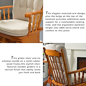 Dvasovio Rustic Glider Chair for Nursery with Ottoman, Resistant Rubber Wood Nursery Glider and Ottoman Sets for Relaxing, Rocking Chair for Living Room Bedroom