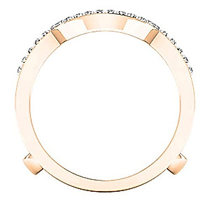 Dazzlingrock Collection 0.25 Carat (ctw) 14K Round Diamond Ladies Wedding Band Double Ring 1/4 CT, Rose Gold, Size 8
