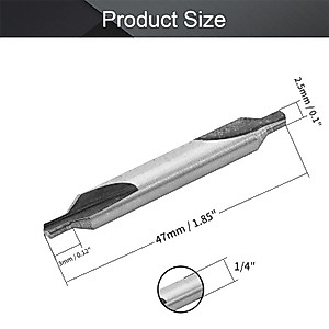 Utoolmart 5 Pcs Center Drill Countersink Lathe Bit Mill Tool, Combined Drills Plain Type Imperial, 1/4-inch Combined Countersinks Drills Set Tool, HSS-6542 Countersinks