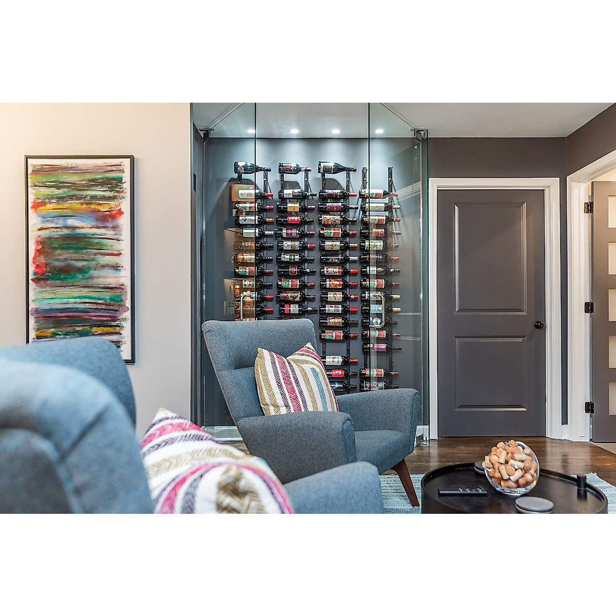 VintageView W Series 4 Wall Mounted Metal Wine Rack (12 Bottles, Matte Black)