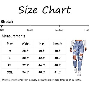 LINUMIN Women's High Waist Straight Leg Ripped Jeans Distressed Denim Pants (Blue, XL)