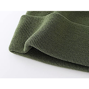 Home Prefer Men's Winter Hats Acrylic Knit Cuff Beanie Cap Warm Daily Beanie Hat Army Green