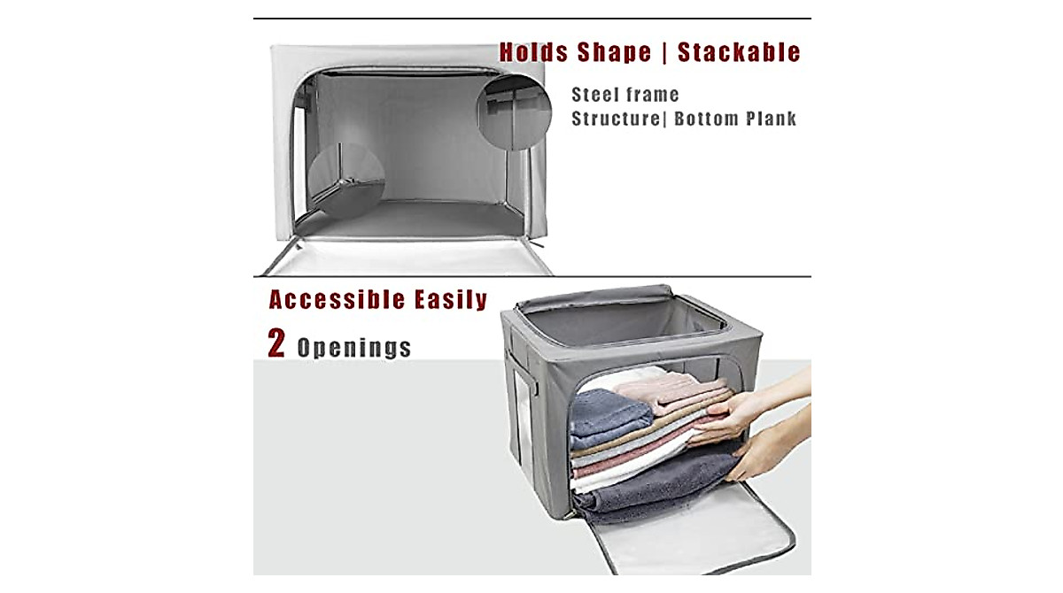 Stackable Clothes Storage Box with Zipper - 3 Pack
