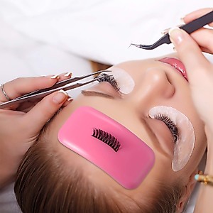 4 Pieces Silicone Lash Pads Eyelash Extension Holder Pallet False Lashes Holder Grafting Gasket Pallet Tools for Fake Eyelash Glue Holder Adhesive, Pink and Transparent