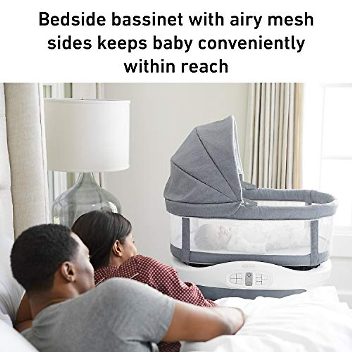 Graco Sense2Snooze Bassinet with Cry Detection Technology | Baby Bassinet Detects and Responds to Baby's Cries to Help Soothe Back to Sleep, Ellison , 19 D x 26 W x 41 H Inch (Pack of 1)