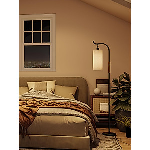 addlon Floor Lamps for Living Room, dimmable Floor lamp with Linen lampshade, arc Floor lamp Modern Standing Lamps, Bright Floor lamp for Bedroom and Office - Black