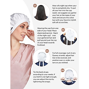 LilySilk 100% Mulberry Silk Bonnet, 19 Momme Silk Night Sleep Cap Adjustable Hair Wrap for Sleeping, Rosy Pink