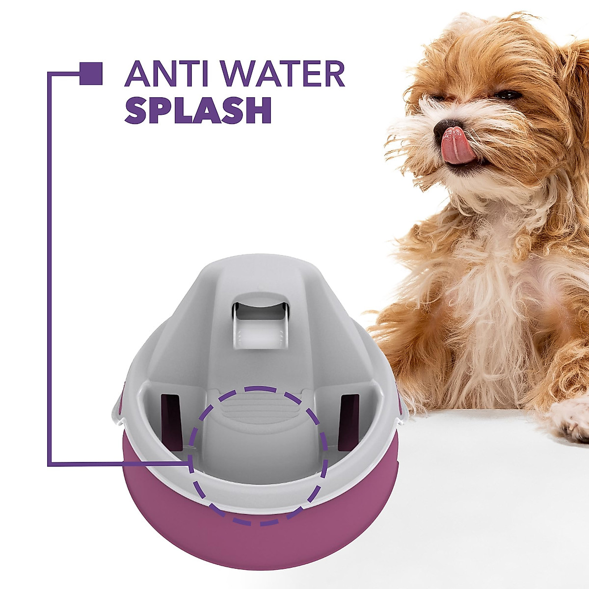 Aqua Flow Premium Pet Water Fountain - Automatic Dispenser Drinking Bowl for Cats and Dogs - Anti-Hair Drainage System - Replaceable Filters - Ideal for Multiple Pets - 52 up to 120 fl oz