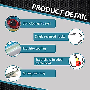 BASSDASH Ice Fishing Lures with Glide Tail Wings Winter Ice Jigging Fishing Jigs for Bass Perch Walleye Pike