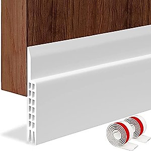 [New Upgrade] Huge Gap Door Draft Stopper, 3-2/5"W Widened Door Sweep Seal Gap Up to 1-4/5" for Interior & Exterior Doors - Keeping Draft, Noise, Dust and Unwanted Animals Out,3-2/5"W x 39" L,White