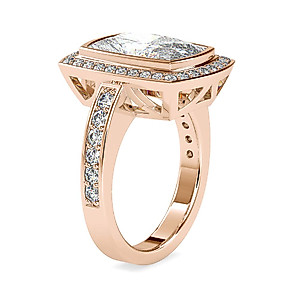 VVS Moissanite Engagement Ring Studded with 0.63 Ct Natural & 2.7 Ct Center Moissanite Diamond in 14k White/Yellow/Rose Gold | Halo Engagement Ring | Anniversary Ring For Couple (IJ-SI, G-VS2)