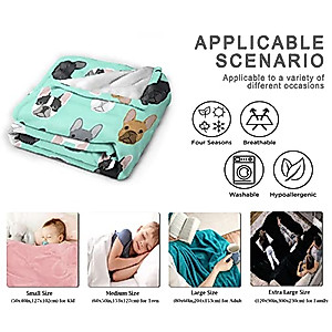 Lynnezilla French Bulldog Faces Pattern Throw Blanket | Flannel Fleece Ultra Soft Bedding Quilt Home Decor | Lightweight Soft Cozy Luxury Blanket for All Season Extra Small 40x30in for Pets