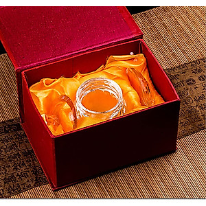 Houlu 1pc Crystal Glass Altar Cup, Holy Water Offering Cup, Tibetan Buddhist Worship Cup - Lotus (Clear)