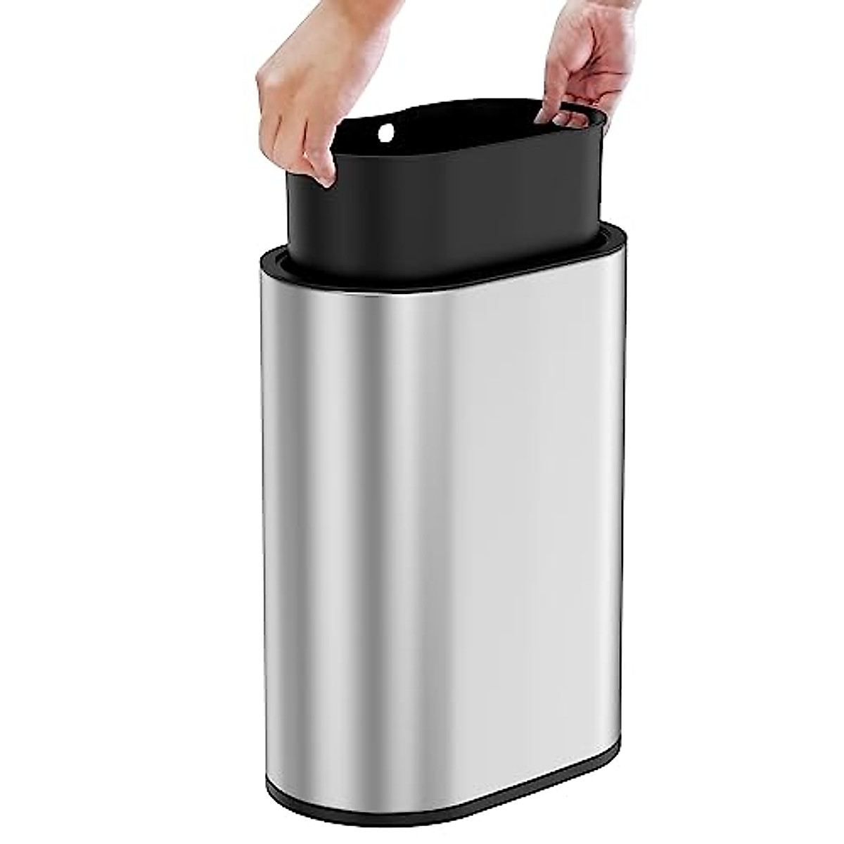 BETHEBEST 15 Liter/4 Gallon Brushed Trash Can with Wastebasket,Stainless Steel Trash Can for Bathroom,Bedroom,Office,Open-Top Garbage Can with 120Count Trash Bags