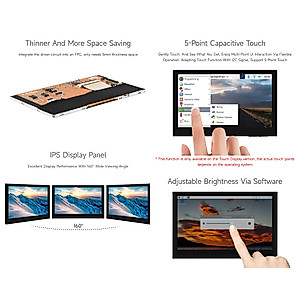 waveshare 4.3inch DSI Display, 800 × 480 Resolution, IPS, Compatible with Raspberry Pi 4B/3B+/3A+/3B/2B/B+/A+, CM3/3+/4, Touch Version