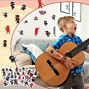 Patelai 468 Pieces Ninja Temporary Tattoos Ninja Tattoo Stickers Cartoon Ninja Warrior Birthday Decorations for School Rewards Gifts Kids Girls Boy Birthday Party Supplies Favors FDA Registered