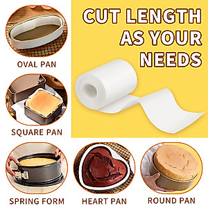 Baking Parchment Paper Side Liners - Baking Strips Roll for Round Cake Pans, Cheesecake Springform Pan, Non Stick Pan Lining Paper 3.15in x 164ft, Pre-cut Heat Resistant Kitchen Paper