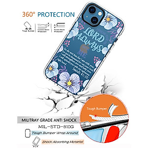 TRFAEE Compatible with iPhone 14 Plus Case,Shockproof Anti-Scratch Clear Transparent TPU Bumper Protective Phone Case Cover Women Cute Floral Bible Verse Quotes Designed for iPhone 14 Plus 6.7 Inch