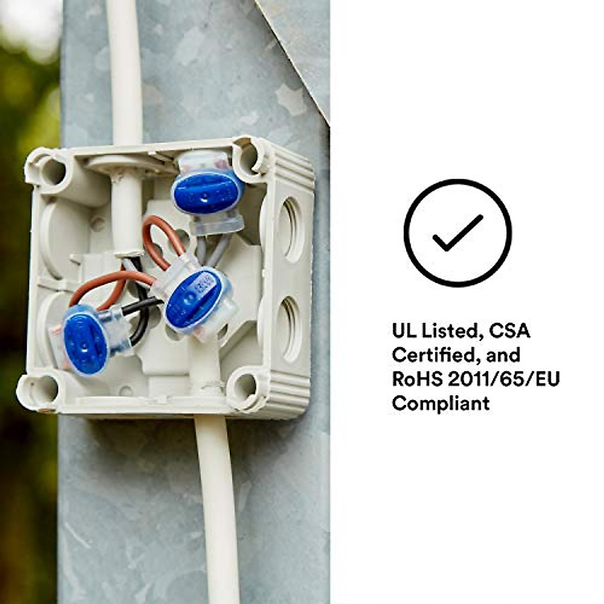 3M Scotchlok Electrical IDC (Insulation Displacement Connector) 314-BOX, Pigtail, Self-Stripping, Moisture-Resistant, Blue, 22-14 AWG (solid/stranded), Pack of 50