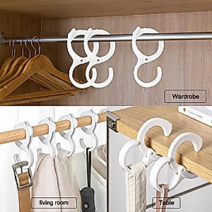 WWW 20 Packs Organizer for Closet - S Hooks- Plastic Hanging Hooks with Safety Adjustable Gear Purse Hangers for Closet which Saves Space Windproof Hook