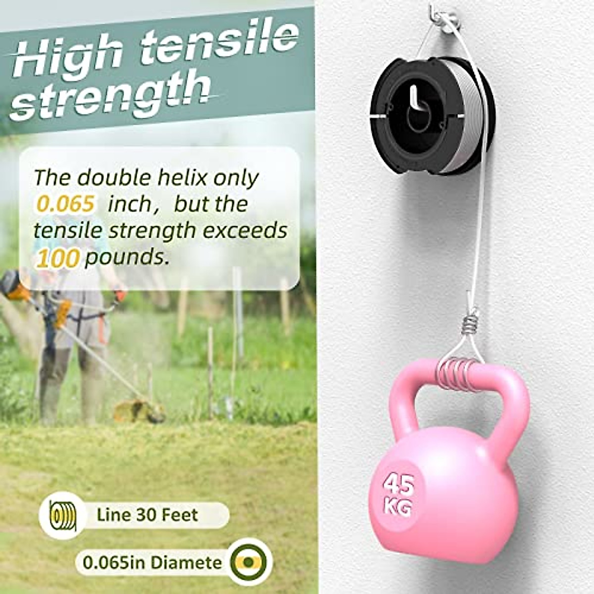 16 Pack String Trimmer Line for Black+Decker,(AF-100)String Trimmer Replacement Spool,30ft 0.065" Autofeed String Trimmer Line,Suitable for Black+Decker Trimmer Line(12 Spools,4 Spool Caps,4 Springs)