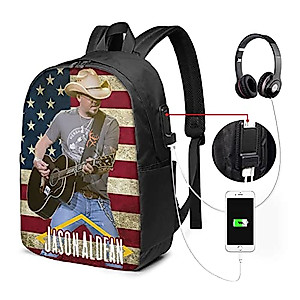 KUSHOP Jason Rock Band Aldean Laptop Backpack For Men Women Anti Theft Travel Work Backpack Durable College School Bookbag With Black One Size