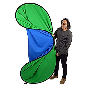 Fotodiox 5'x7' Collapsible Chromakey Green + Blue 2-in-1 Background, Backdrop kit w/Stand Support