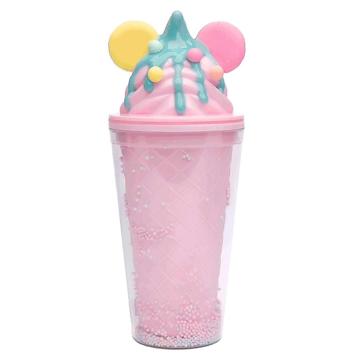 Siesta Drinkware - 16oz Kids Cookie Ice Cream Plastic Bottle - Cold Beverages ONLY- Eco-friendly - 100% Food Grade Silicone - BPA Free (Pink)