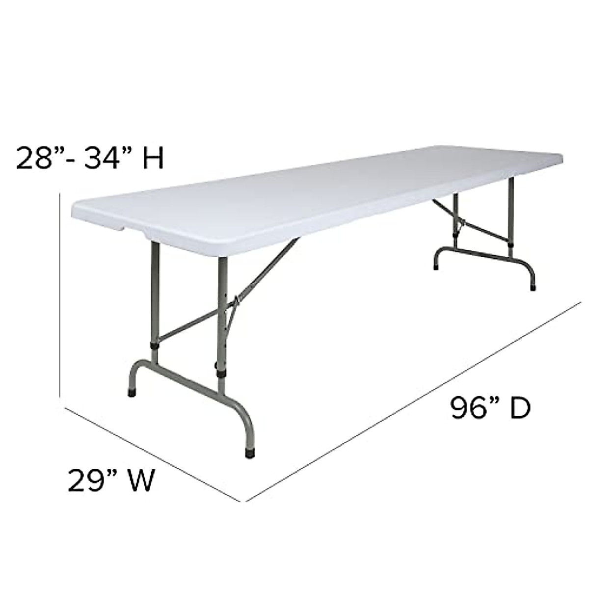 Flash Furniture 8-Foot Height Adjustable Granite White Plastic Folding Table