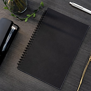 DSTELIN 10 inch x 7.5 inch, 100GSM, Blank Spiral Notebook, 4-Pack, Soft Cover, Sketch book, 50 Pages / 25 Sheets, (Black)