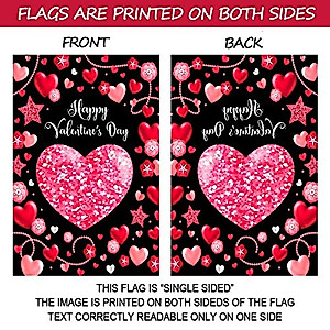 Texupday Happy Valentine's Day Love Heart Decoration Double Sided Garden Flag Outdoor Yard Flag 12" x 18"