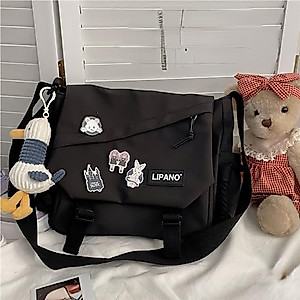 Loizziuy Y2k Backpack Kawaii Large Capacity Aesthetic Backpack Cute Casual Travel Mochilas Daypacks (1015 black [single pack plus random 4 badge])