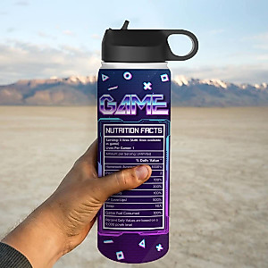 winorax Gaming Gift Personalized Game Water Bottle Stainless Steel Insulated 32oz 18oz 12oz Gamer Bottles With Custom Name Gifts For Men Boys Dad Teen Boyfriend Gift For Birthday Fathers Day