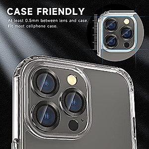 Fewdew for iPhone 14 Pro Max/ iPhone 14 Pro Camera Lens Protector, 9H Tempered Glass [Anti Scrach] [Ultra HD] Metal Individual Ring Camera Screen Protector Cover [Installation Tray][Removal tool],Black