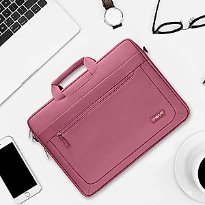 MOSISO Laptop Shoulder Messenger Bag Compatible with MacBook Air 15 inch M2 A2941/Pro 16 inch M3 A2991 M2 A2780 M1 A2485 A2141,15-15.6 inch Notebook with Adjustable Depth at Bottom, Dusty Rose
