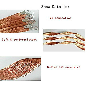 11.8'' Universal Automotive Heavy Duty Engine Braided Copper Ground Strap (Pack of 5)