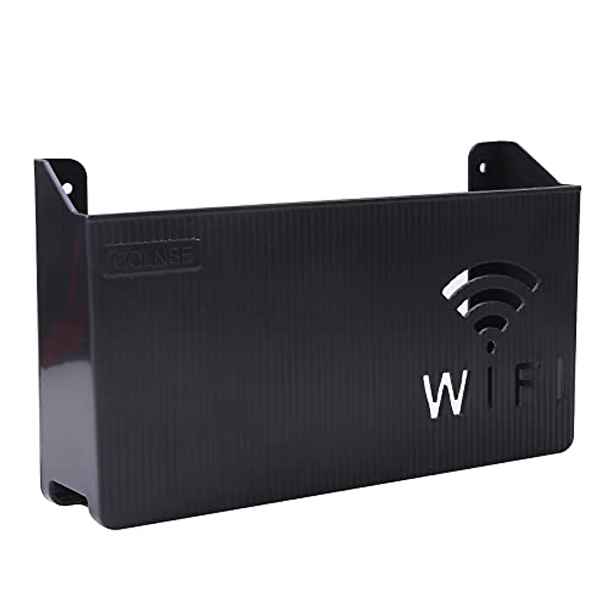 Meoliny WiFi Router Storage Box Wall Mount Cable Management Rack Wall Shelves Floating Shelves for Bedroom Living Room,Black