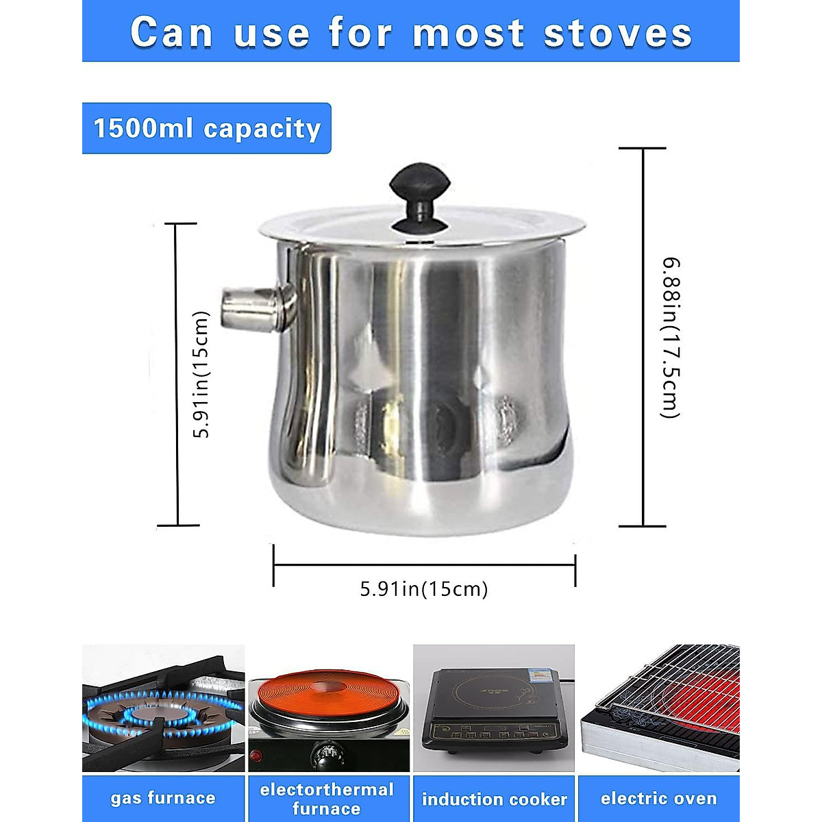 Double Layer Design Candle Making Pouring Pot, 50oz Wax Melting Pot, 304 Stainless Steel Wax Melter for Melting Chocolate, Soap, Wax, Candle Making