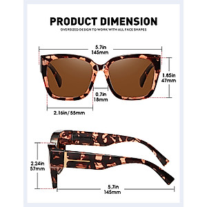MEETSUN Fit Over Glasses Sunglasses for Women Men Large Trendy Polarized Sunglasses for Driving UV Protection Tortoise Brown